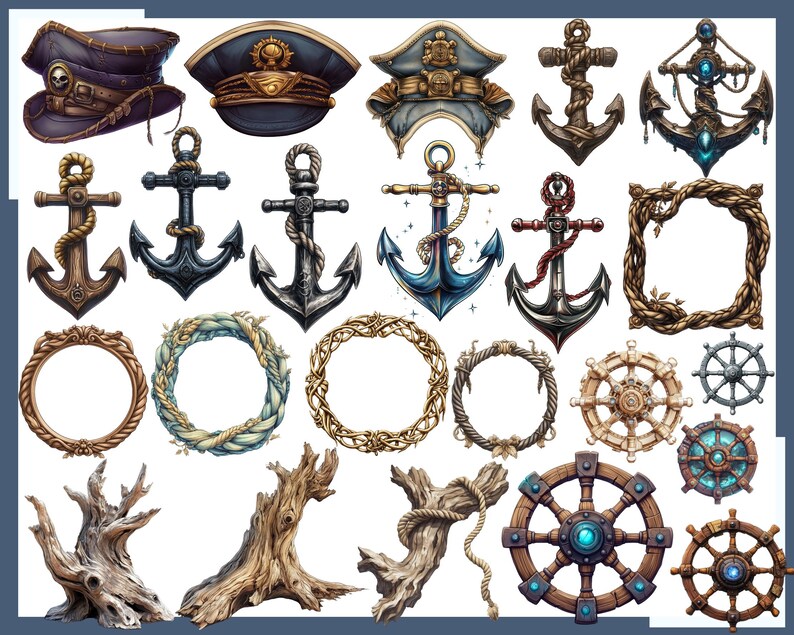 Nautical: 140 PNG, 300 DPI Clipart Sea Marine Life Graphics (commercial ...