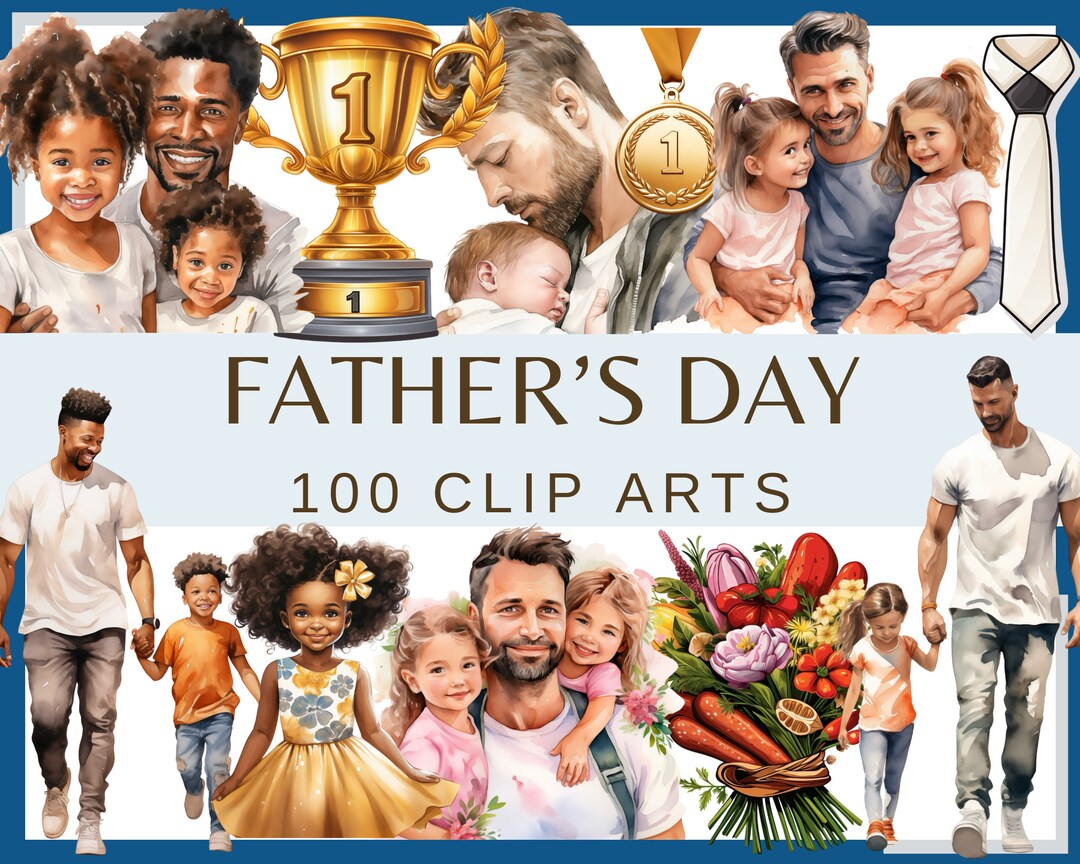 FATHER'S DAY - 100 Clip Arts (300 Dpi, Dad and Kid, Bundle, Digital ...