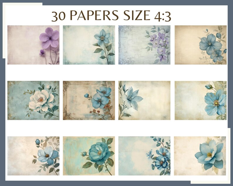 110 Vintage Floral Digital Papers: Scrapbook Valentine's Day (300 DPI ...