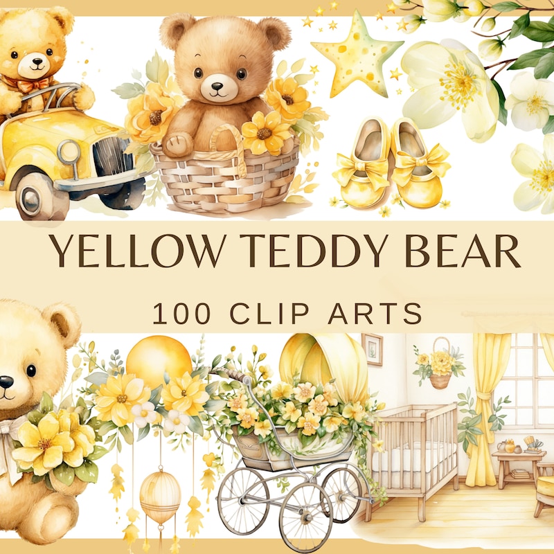 Yellow Teddy Bear - Etsy