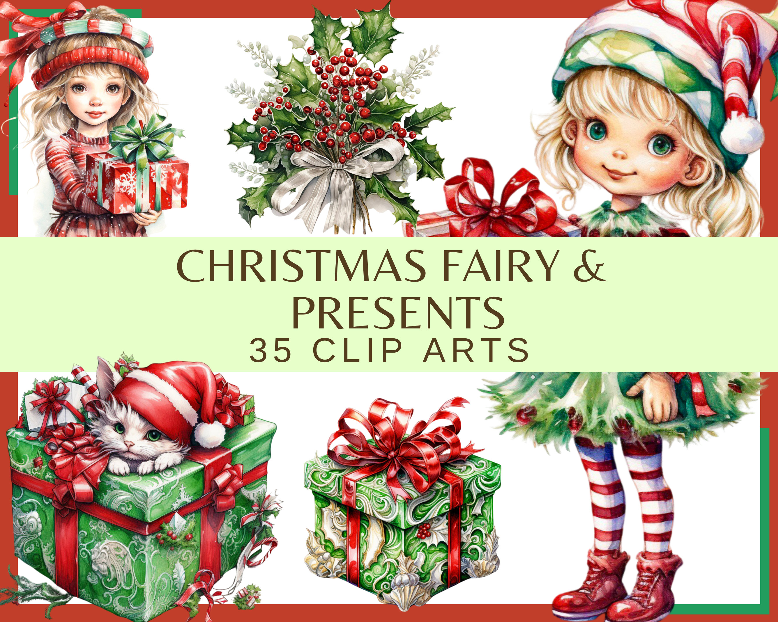 CHRISTMAS FAIRY and PRESENTS 35 Clip Arts 300 Dpi - Etsy