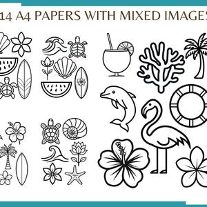 SUMMER VIBE COLORING Pages - 100 Pages (hibiscus Flower, Flamingo ...