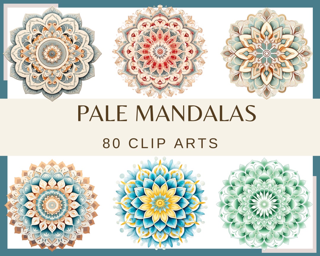 PALE MANDALA - 80 Clip Arts (300 Dpi, Transparent Background ...