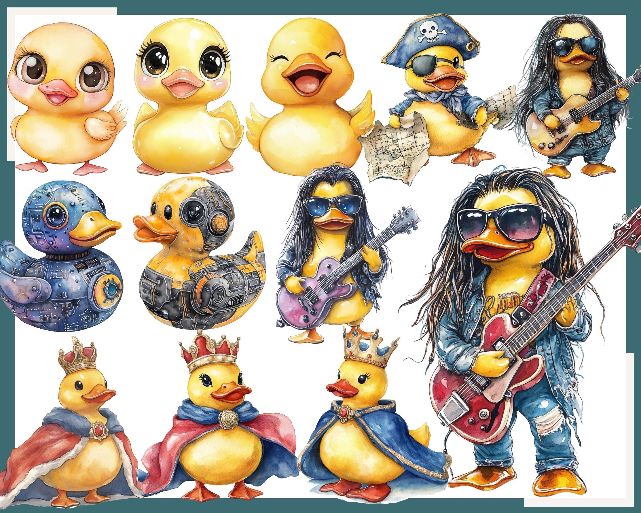 Watercolor Rubber Duck Clipart: 130 Unique Animal Styles (PNG Pack) - Etsy