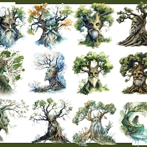 Mystical Tree Clip Art: Fantasy Tree Illustrations (commercial Use, 300 ...