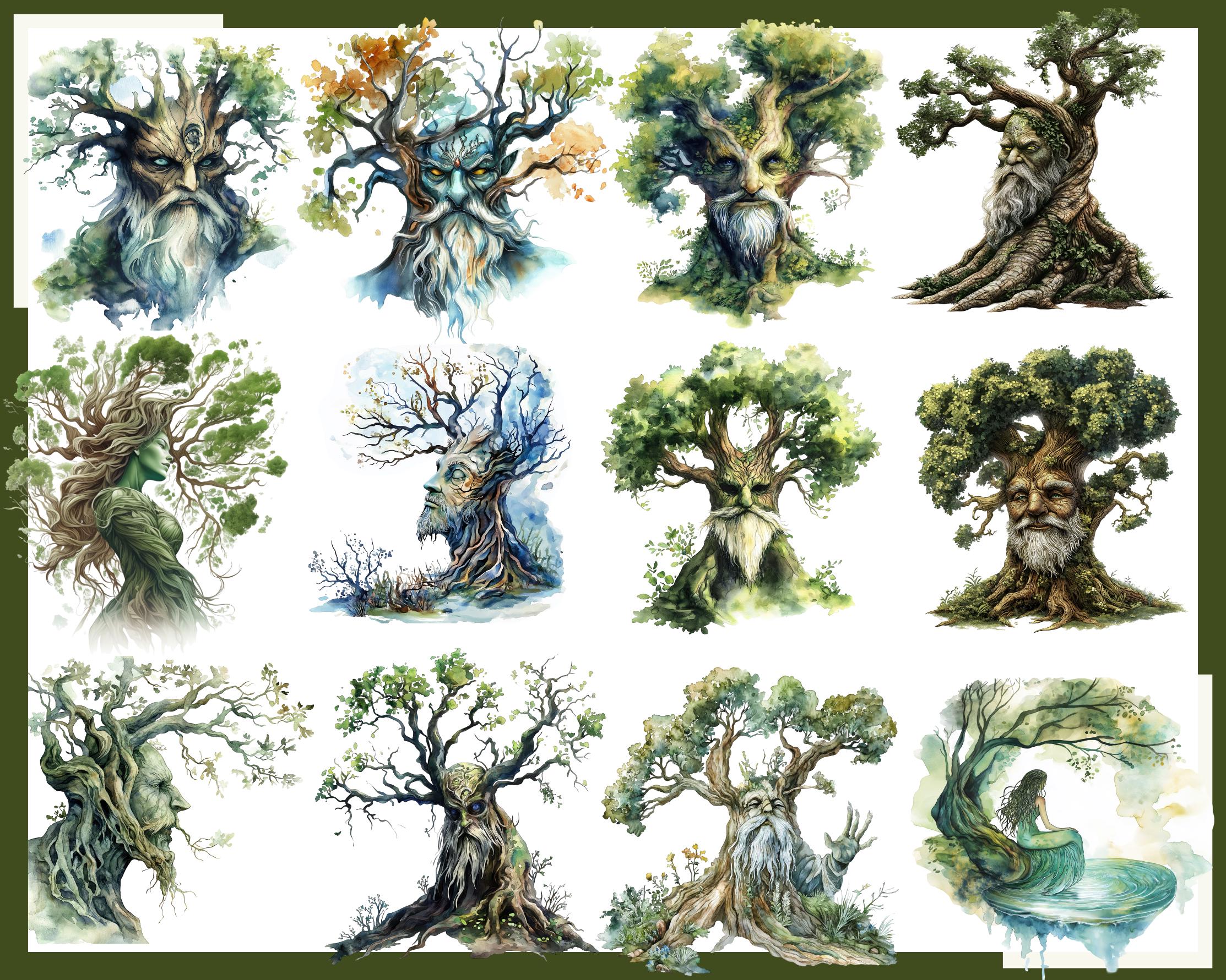 Mystical Tree Clip Art: Fantasy Tree Illustrations (commercial Use, 300 ...