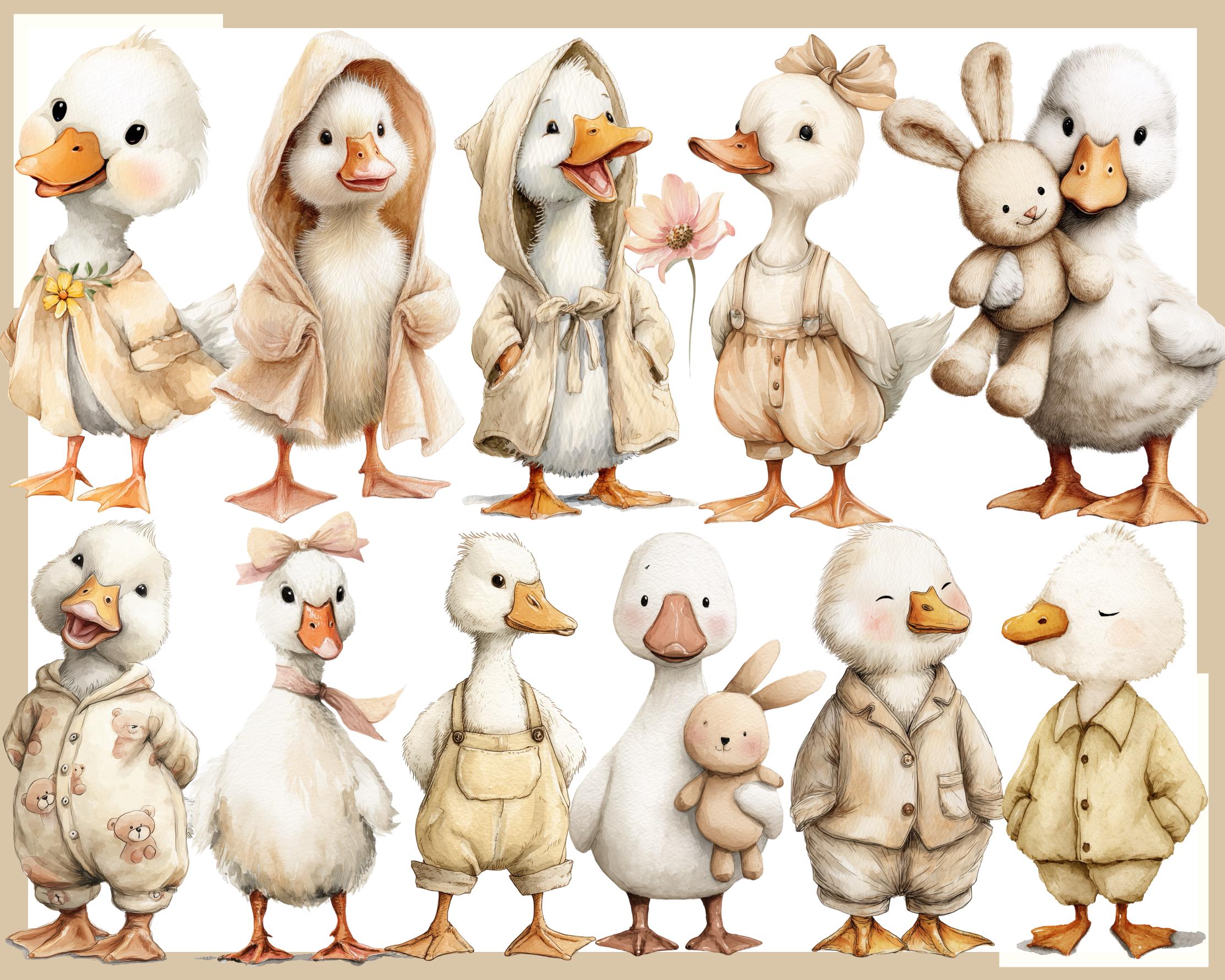 Beige Baby Goose: 120 PNG, 300 DPI | Cute Baby Shower Clipart in Beige ...