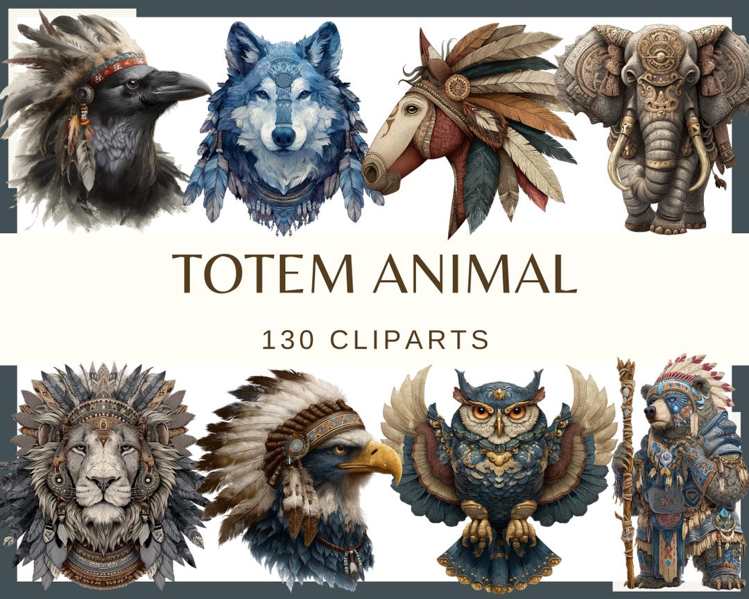 Totem Animal Clip Art: 130 PNG Amulet Designs (digital Download) - Etsy