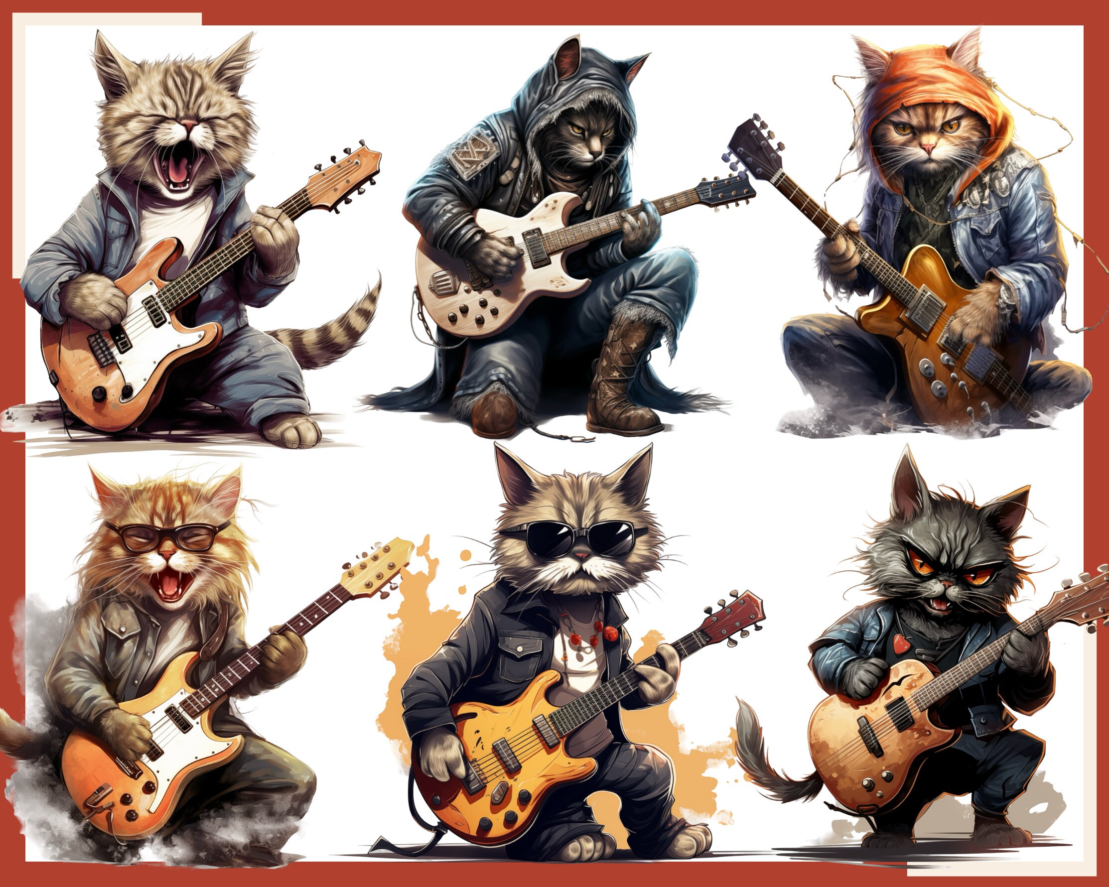 Animal Musicians Clip Art: Drums & Guitars Bundle (110 PNG) - Etsy
