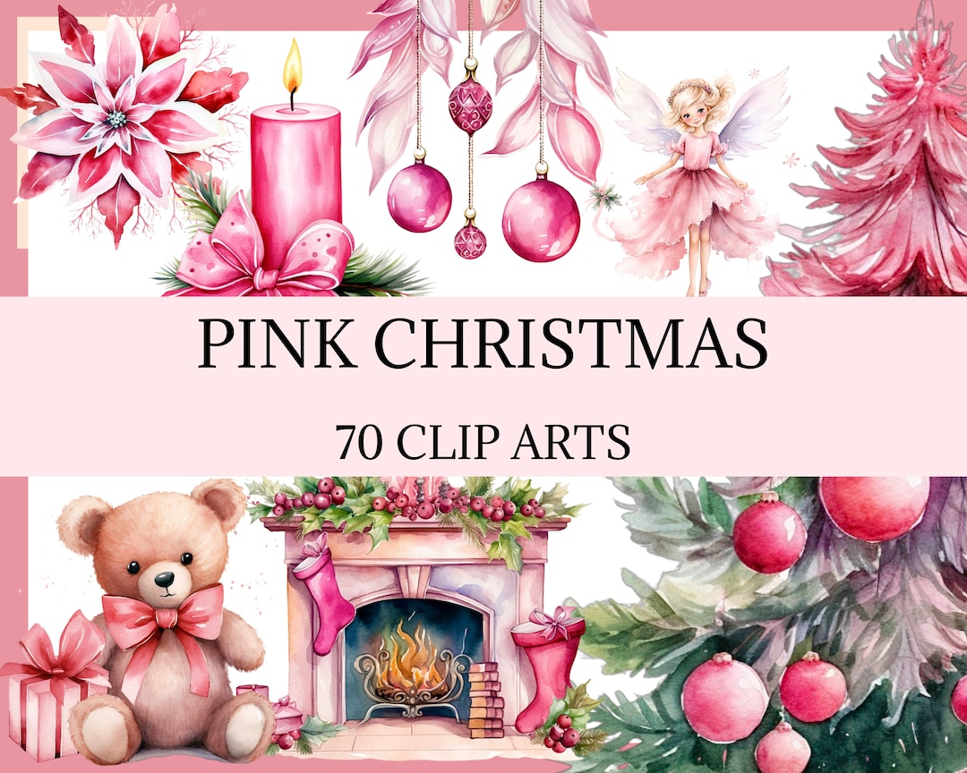PINK CHRISTMAS 70 Clip Arts 300 Dpi, Christmas, Transparent Background ...