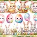 CUTE KAWAII EASTER - 100 Watercolor Clip Arts (transparent Background ...