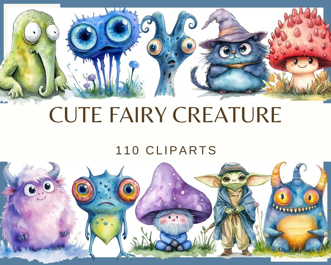 CUTE FAIRY CREATURES - 100 Clip Arts (300 Dpi, Transparent Background ...