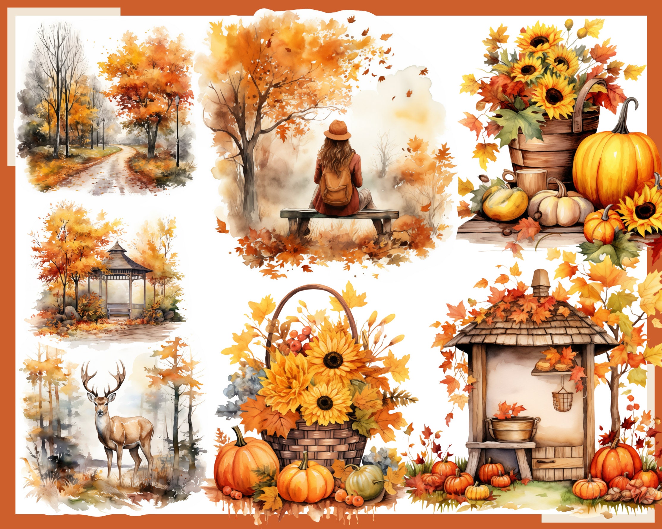 Autumn Nature Clip Art: 100 PNG Fall Graphics (commercial Use) - Etsy