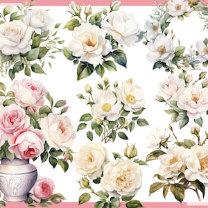 Rose Clipart Bundle: 110 Floral Pngs, Commercial Use - Etsy