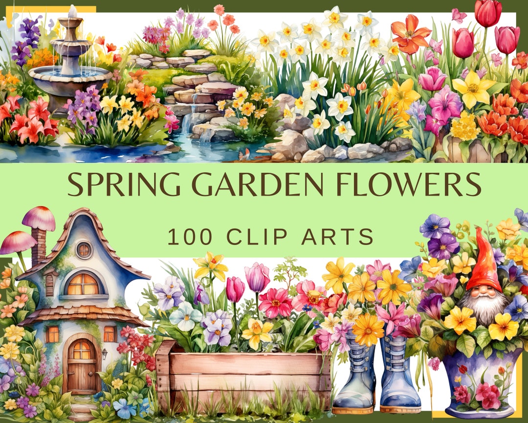 Spring Garden Flowers Clip Art: 100 PNG Graphics (digital Download) - Etsy