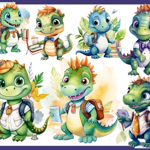 ANIMALS AT SCHOOL - 100 Watercolor Clip Arts (png, 300 Dpi, Notebook ...