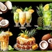 Coconut & Pineapple Clip Art: Tropical PNG Graphics (digital Download ...