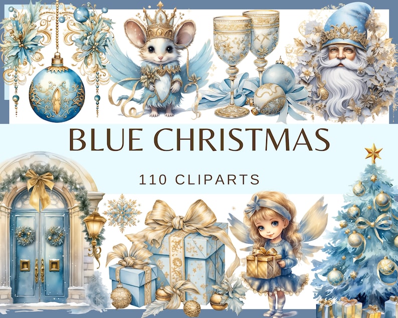 Blue Christmas Clip Art Bundle: 100+ Holiday Pngs (digital Download) - Etsy