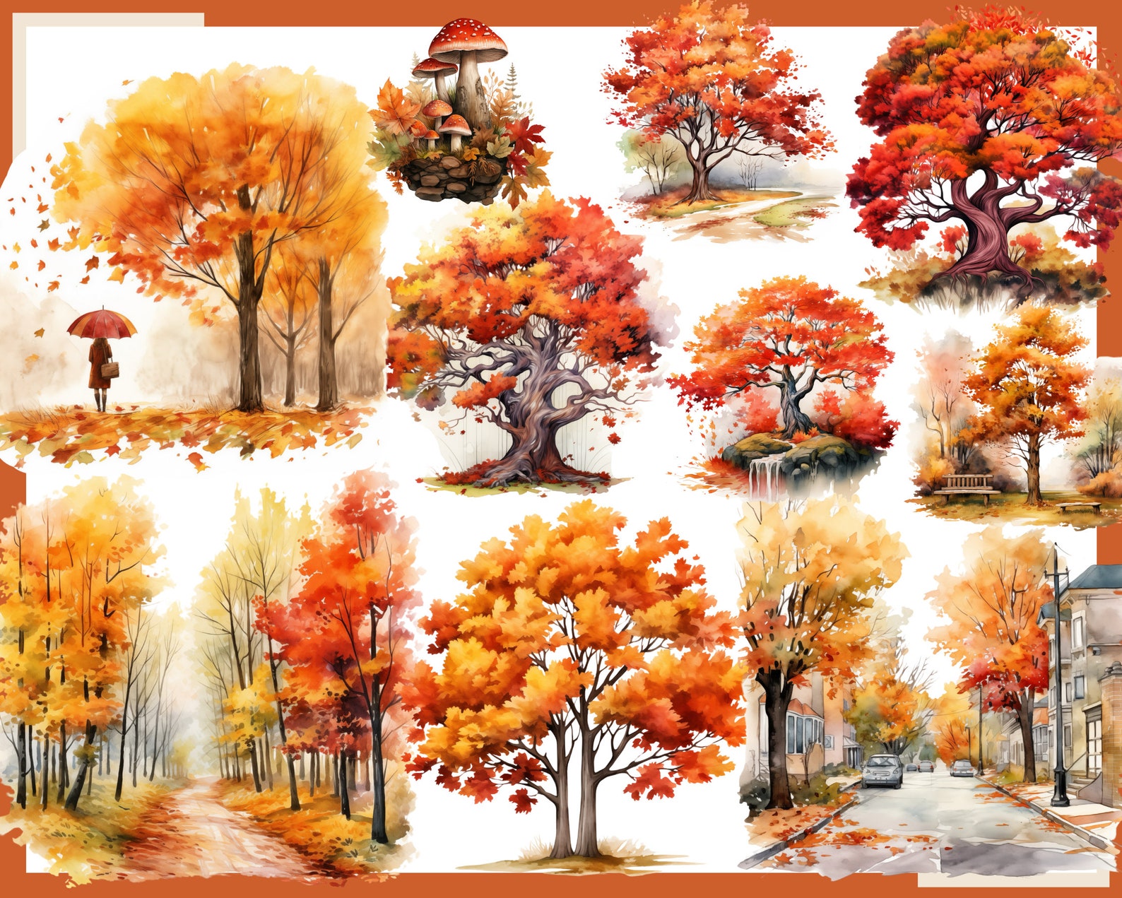 Autumn Nature Clip Art: 100 PNG Fall Graphics (commercial Use) - Etsy