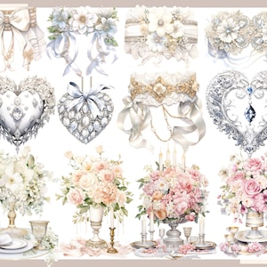 Watercolor Wedding Clip Art: Luxury Bride & Groom PNG Bundle (digital ...