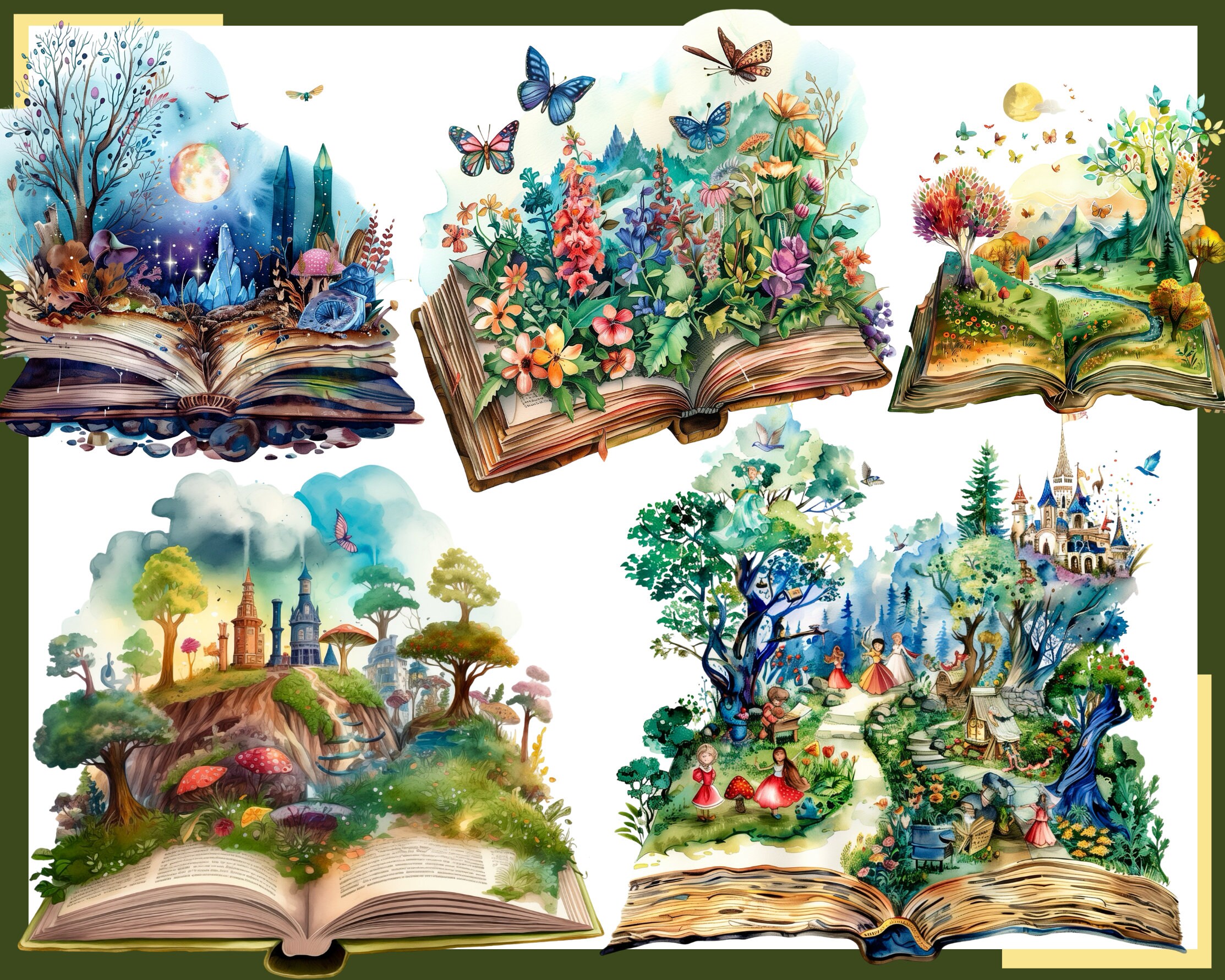 Fantasy Book Clip Art: Magic, Witchcraft, Wizard (PNG Digital Download ...