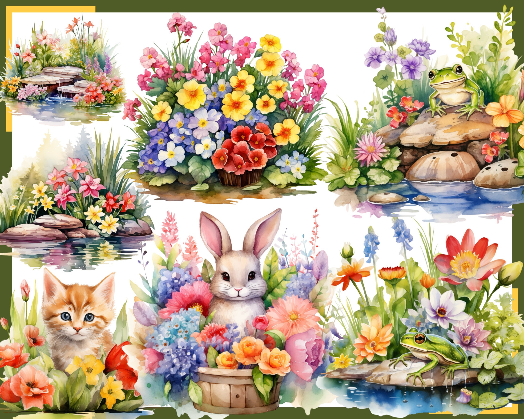 Spring Garden Flowers Clip Art: 100 PNG Graphics (digital Download) - Etsy