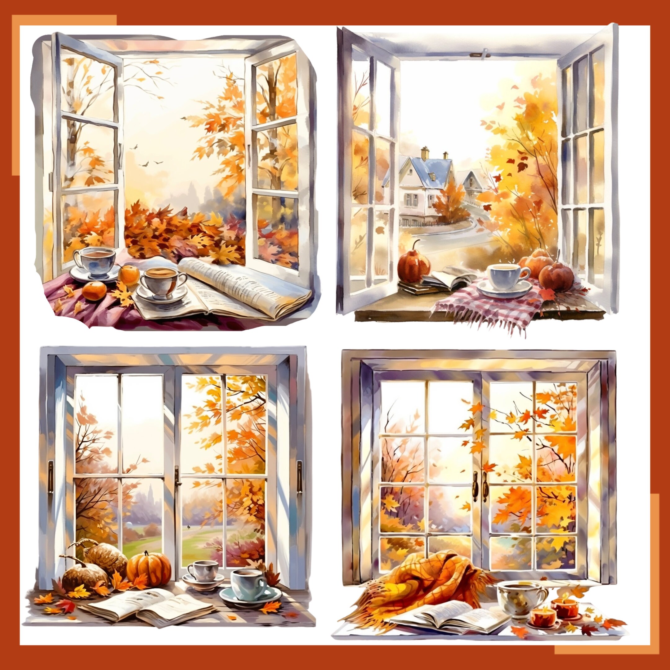 AUTUMN VIEW View From Window Girls Cats and Eiffel Tower - Etsy