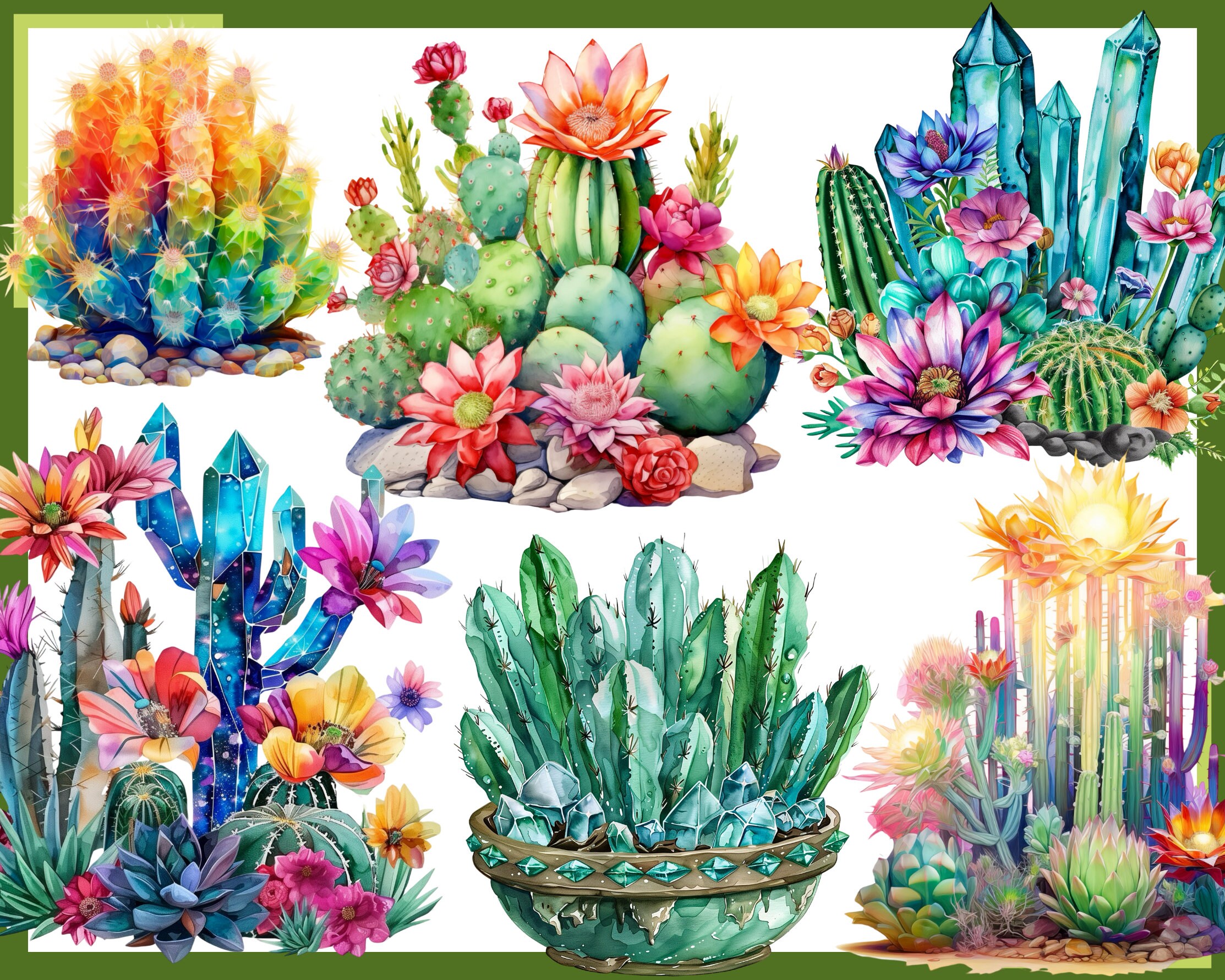 Cactus Clip Art: 120 Watercolor Desert Plant Pngs (digital Download) - Etsy