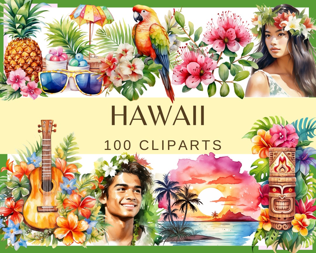 Hawaii Clip Art Bundle: 100 PNG Tropical Graphics (commercial Use) - Etsy
