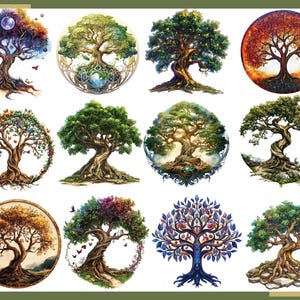 Sacred Tree of Life Clip Art: Esoteric Fantasy Trees (100 PNG, 300 DPI ...
