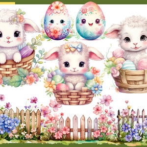 CUTE KAWAII EASTER - 100 Watercolor Clip Arts (transparent Background ...