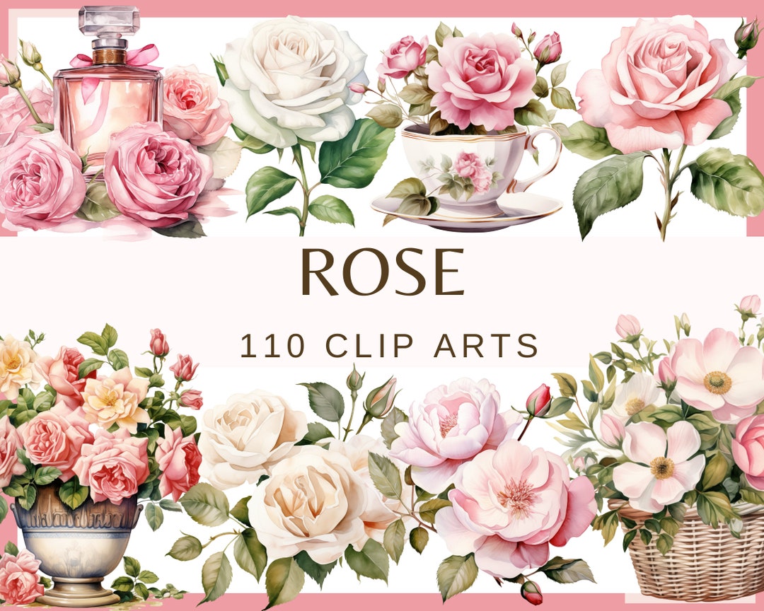 Rose Clipart Bundle: 110 Floral Pngs, Commercial Use - Etsy
