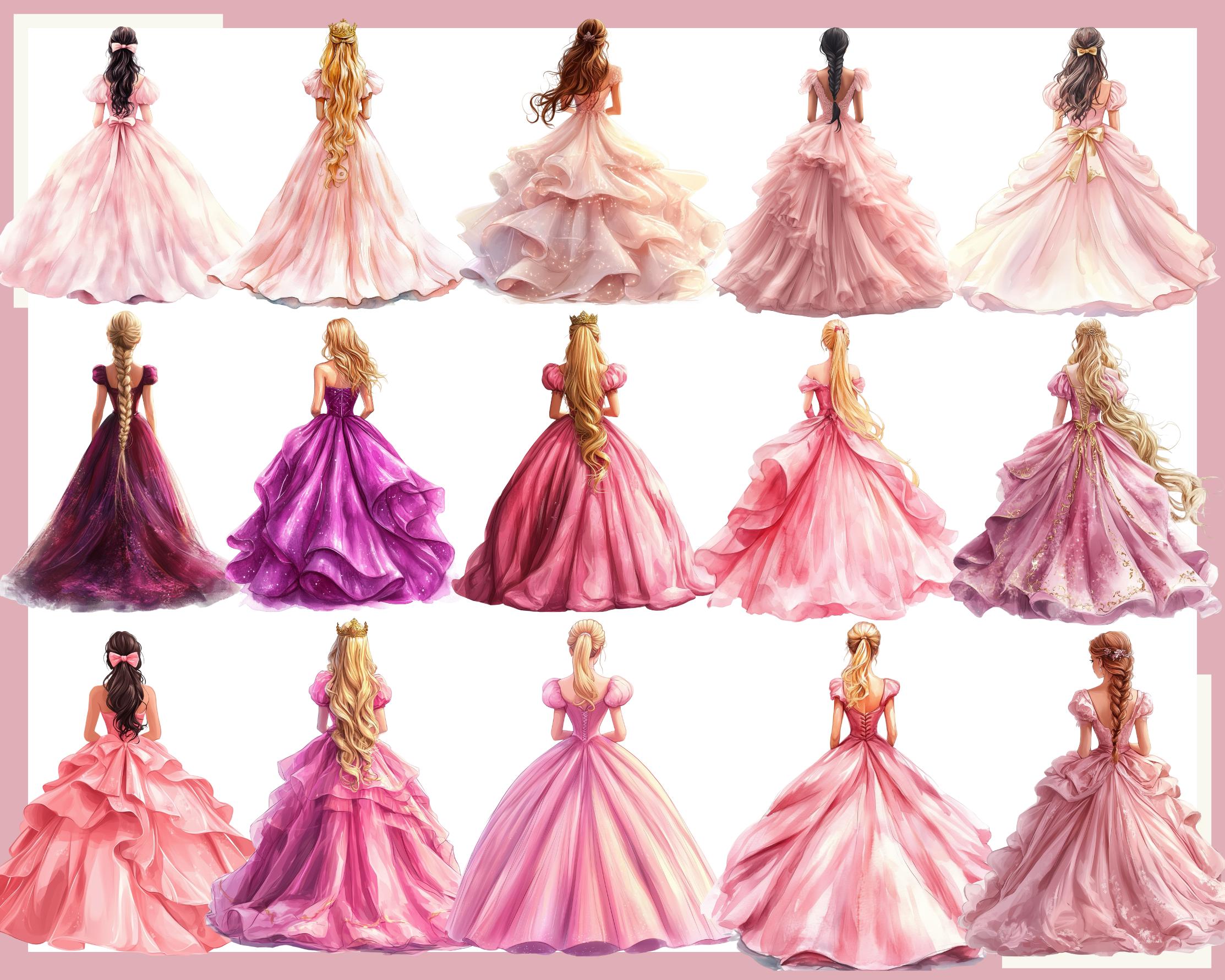 Watercolor Pink Quinceañera Clipart: 300 DIY Invitation Elements ...