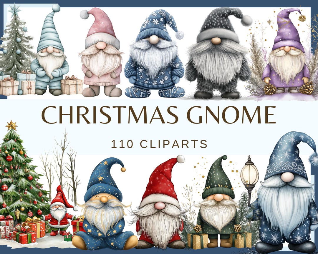 Christmas Gnomes Clipart: 110 Holiday Digital Illustrations (PNG) - Etsy