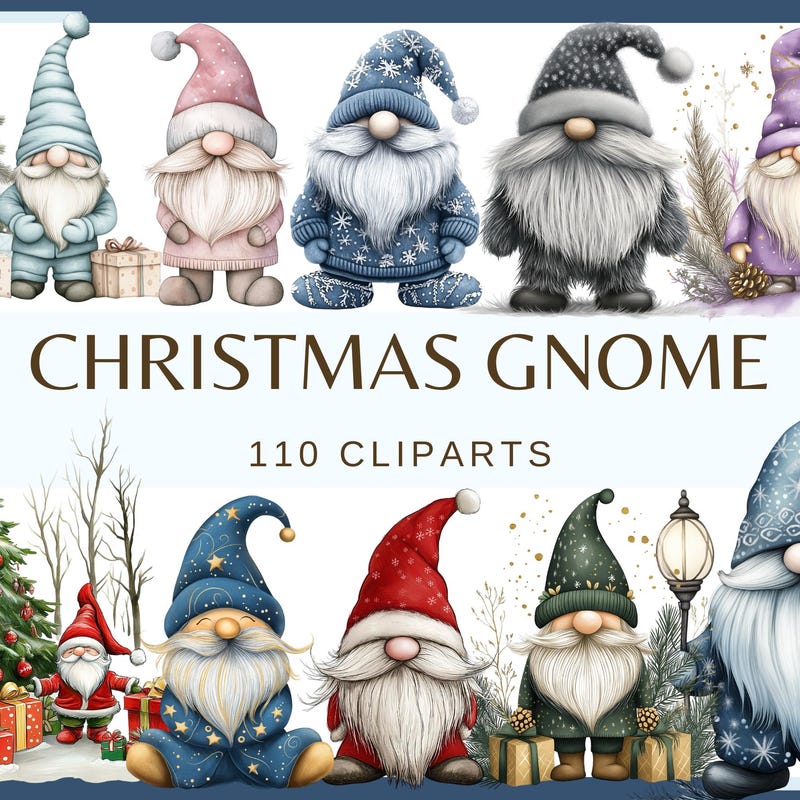 Christmas Gnome Clipart - Etsy