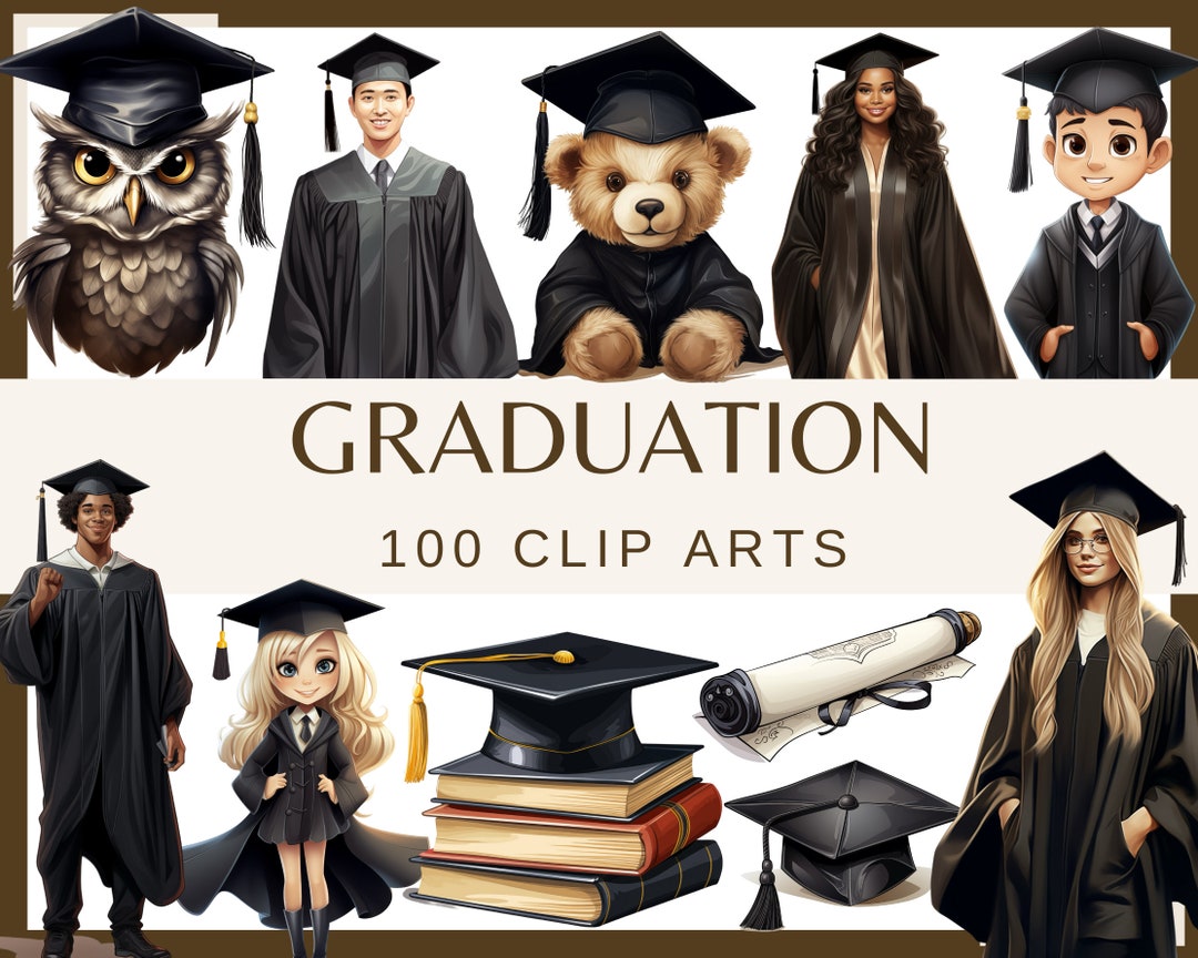 GRADUATION - 100 Watercolor Clip Arts (png, 300 Dpi, Owl, Cute ...