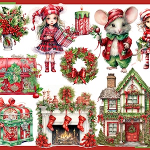 Red & Green Christmas Clip Art Bundle (110 PNG) - Etsy