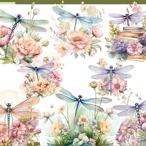 100 Dragonfly Clip Art: Stained Glass & Watercolor PNG (commercial Use ...