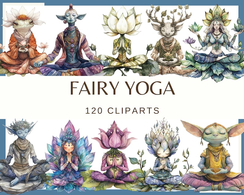 Fairy Yoga Clipart Bundle: 120 PNG Illustrations (commercial Use) - Etsy