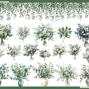 Eucalyptus Clipart Bundle: Watercolor Greenery, Floral PNG (140 Files ...