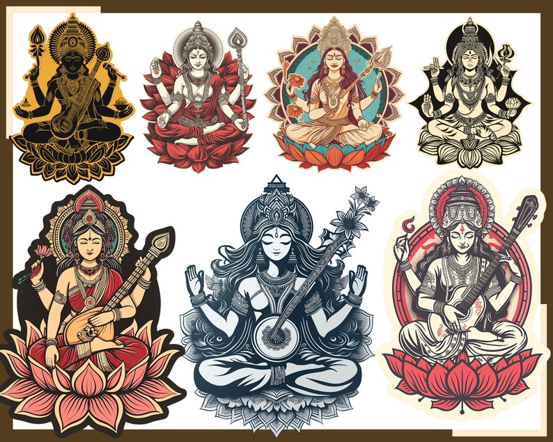 Hindu Gods Stickers: Shiva, Durga, Lakshmi, Vishnu, Ganesha (100 Pc ...