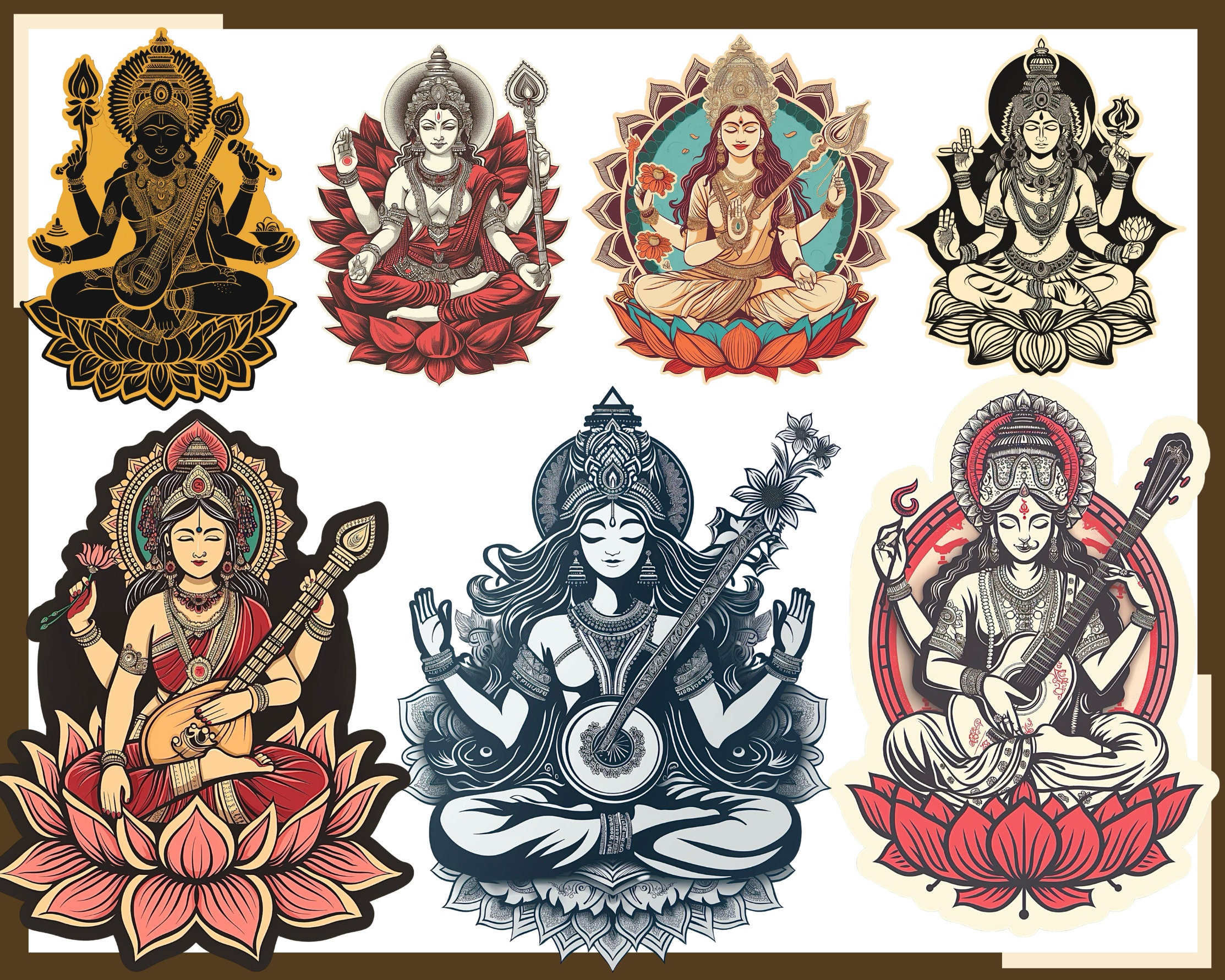 Hindu Gods Stickers: Shiva, Durga, Lakshmi, Vishnu, Ganesha (100 Pc ...