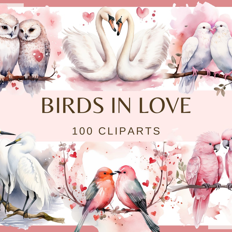 Valentine Digital Art Birds - Etsy UK