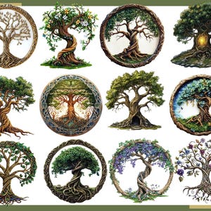 Sacred Tree of Life Clip Art: Esoteric Fantasy Trees (100 PNG, 300 DPI ...