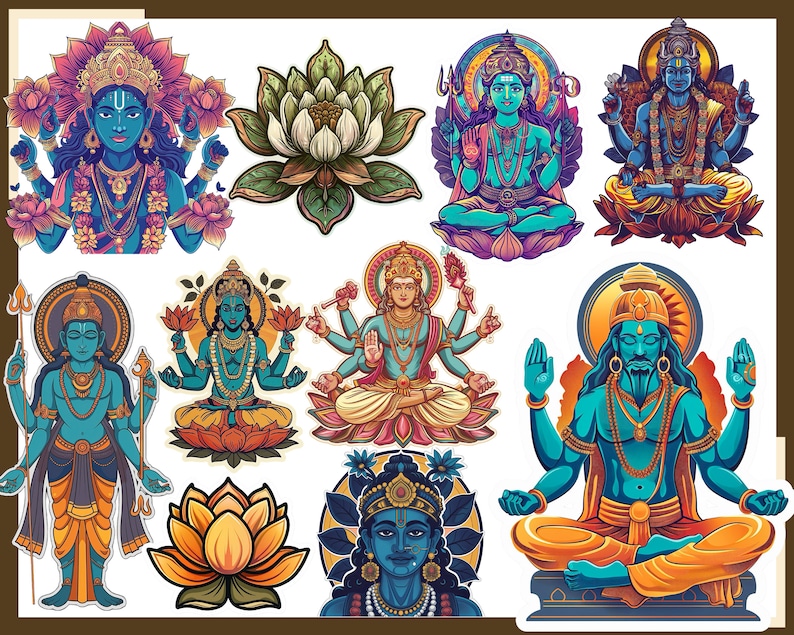 Hindu Gods Stickers: Shiva, Durga, Lakshmi, Vishnu, Ganesha (100 Pc ...