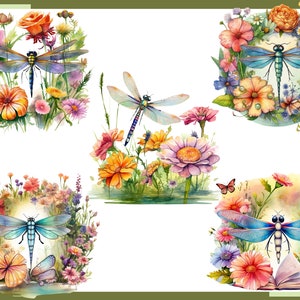 100 Dragonfly Clip Art: Stained Glass & Watercolor PNG (commercial Use ...