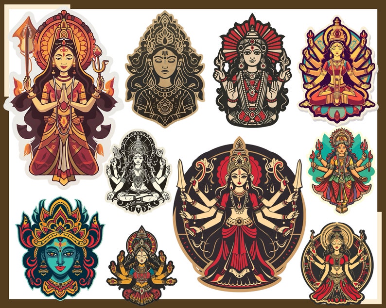 Hindu Gods Stickers: Shiva, Durga, Lakshmi, Vishnu, Ganesha (100 Pc ...