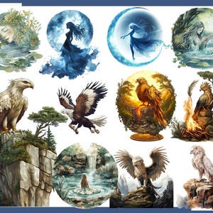 MYTHOLOGICAL CREATURES - 120 Clip Arts (300 Dpi, Bundle, Digital ...