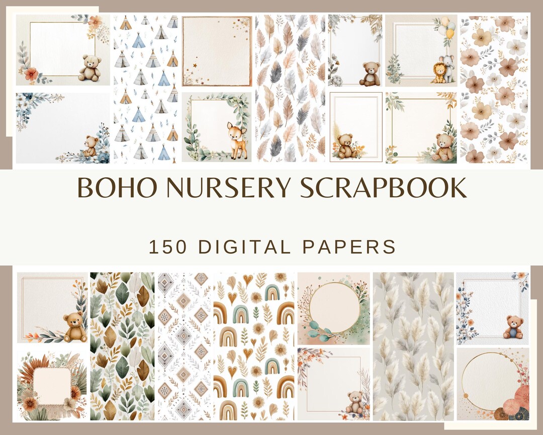 Boho Nursery Scrapbook: 150 Watercolor Digital Papers (300 Dpi) - Etsy