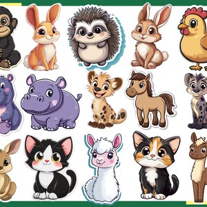 ANIMAL STICKER - 120 Clip Arts (300 Dpi, Cute Animals, Baby Animals ...